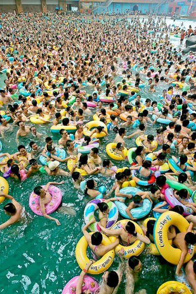Treading Chlorine in a Public Pool in Japan
